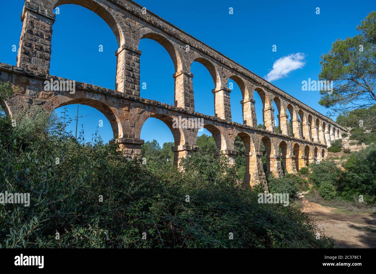 Ancient roman aqueduct Ponte del Diable or Devil's Bridge in Tarragona ...