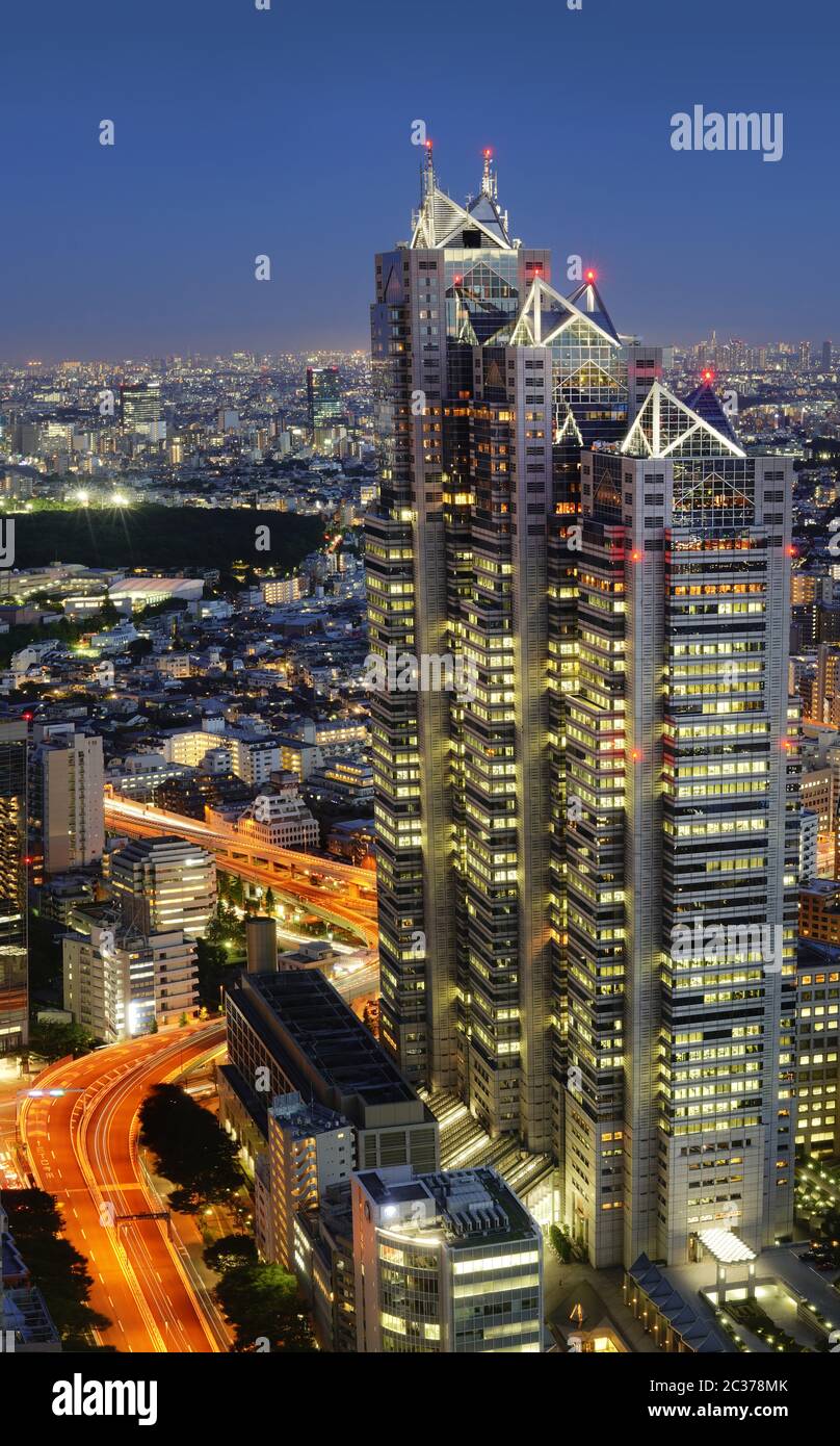 Night-time panoramic view of Park Hyatt Tokyo building from the Tokyo ...