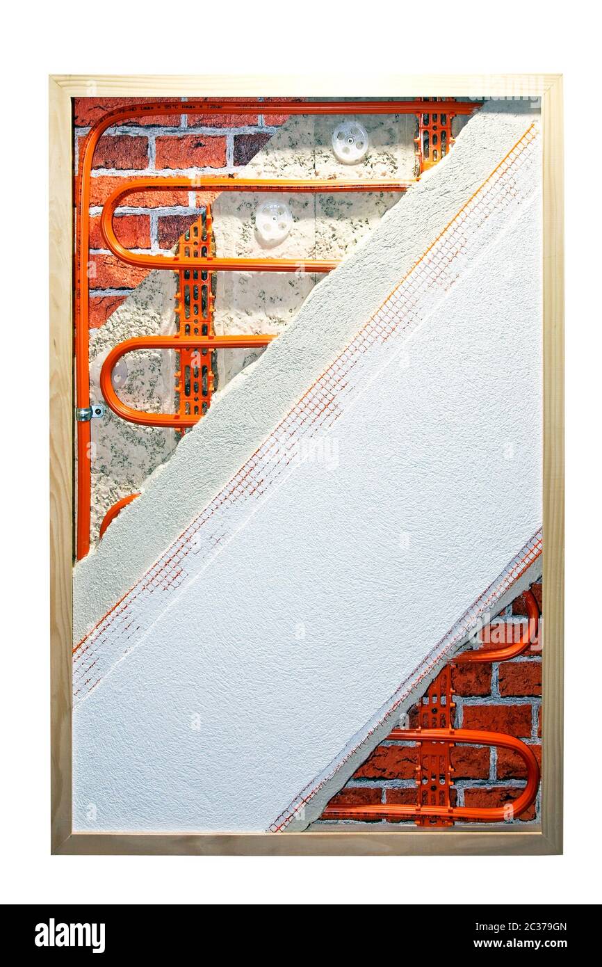 Wall heating system with pipes and insulation Stock Photo - Alamy