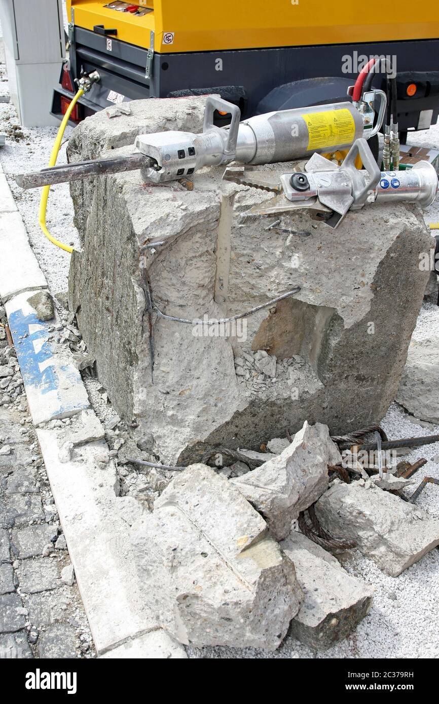 Heavy equipment for drilling and cutting concrete Stock Photo - Alamy