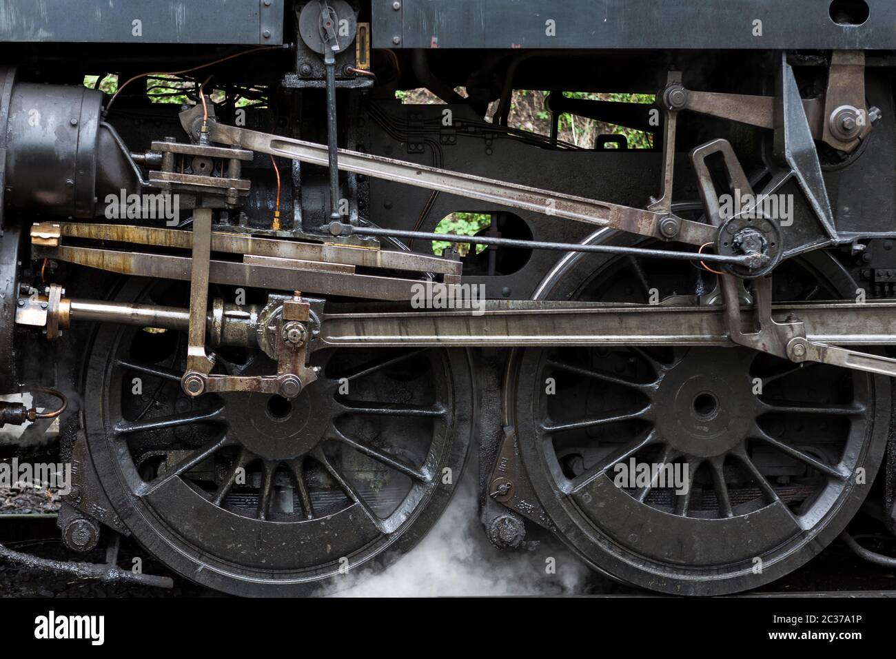 Close-up of two of the driving wheels of British Railways Standard ...