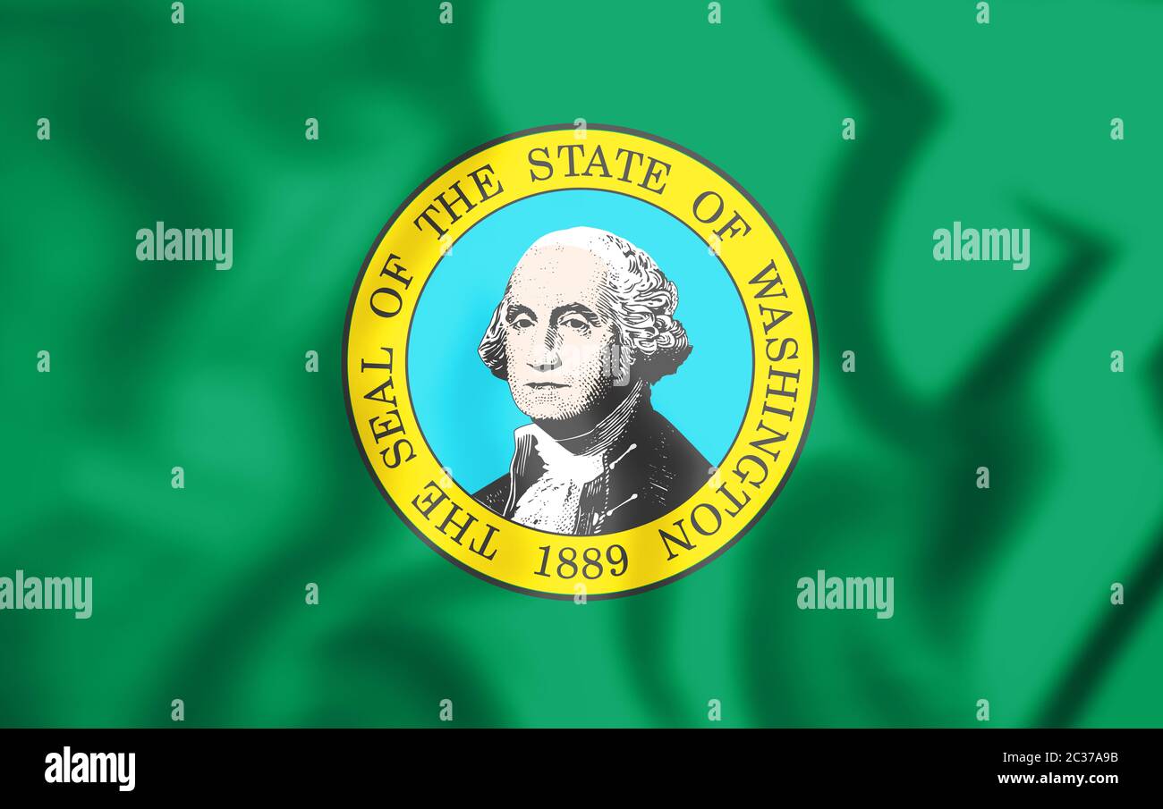 3D Flag of Washington State, USA. 3D Illustration Stock Photo - Alamy