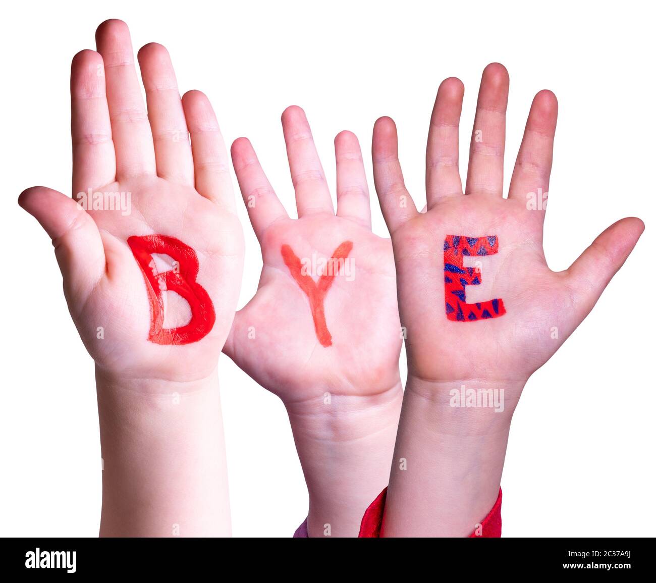 Children Hands Building Colorful Word Bye. White Isolated Background ...