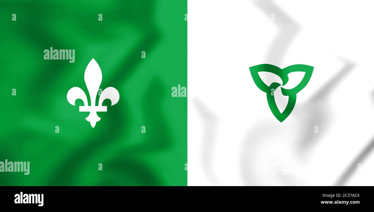 3D Franco-Ontarian Flag. Ontario, Canada. 3D Illustration Stock Photo ...