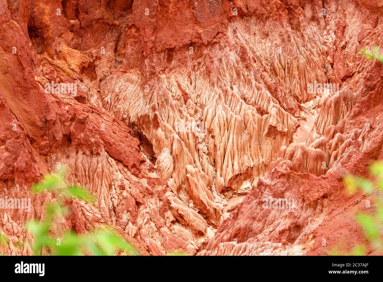 Red sandstone formations and needles (Tsingys) in Tsingy Rouge Park in ...