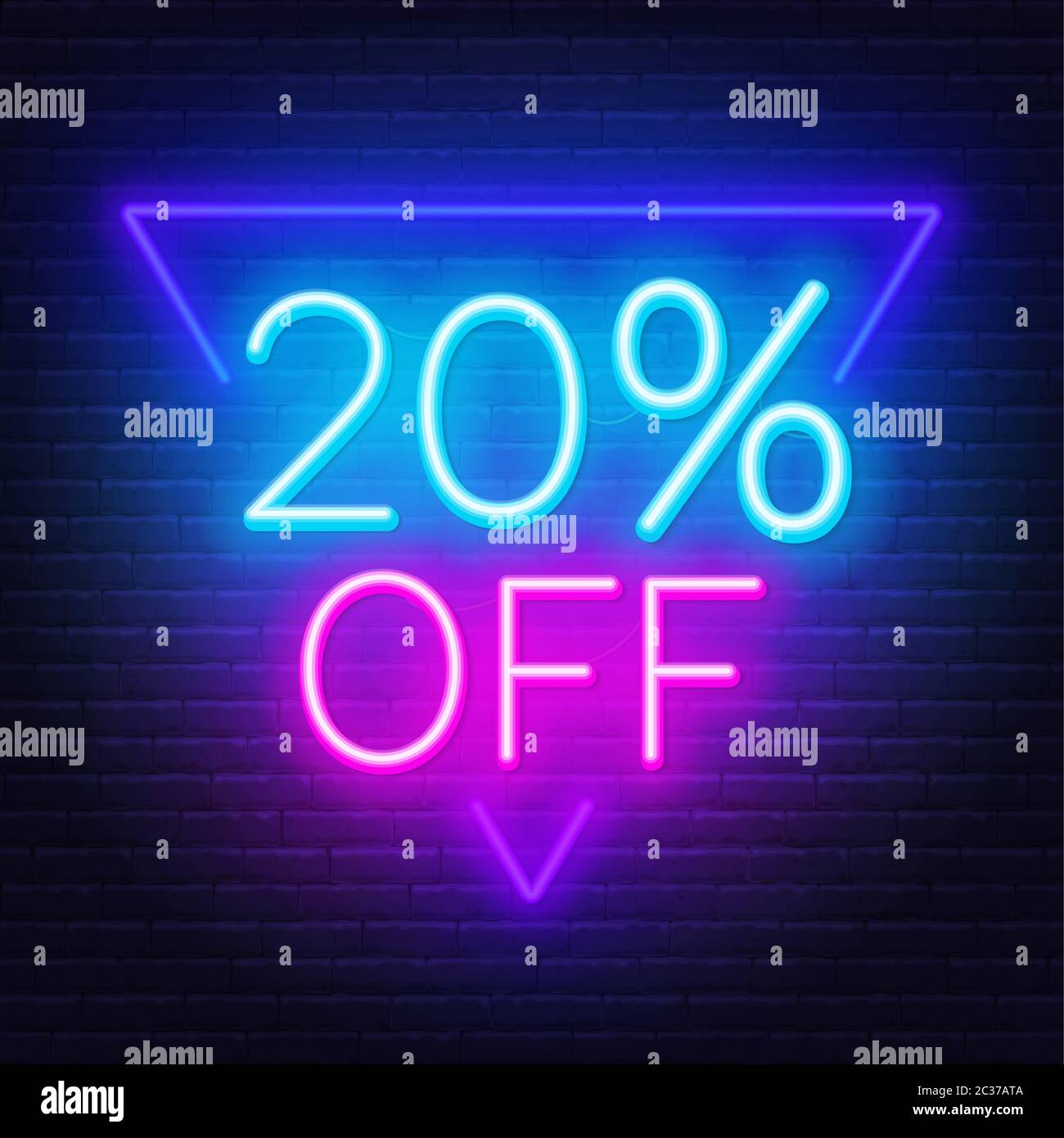 20 Percent Off Neon Lettering On Brick Wall Background Stock Vector 20-percent-off-neon-lettering-on-brick-wall-background-stock-vector