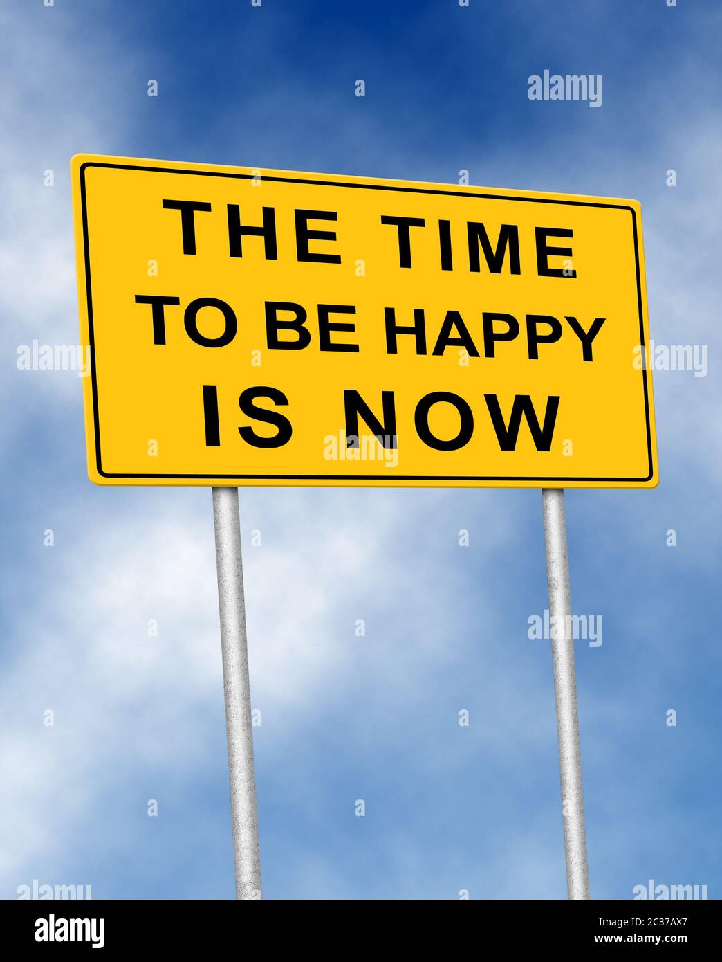 The road sign symbol with text The time to be happy is now Stock Photo ...