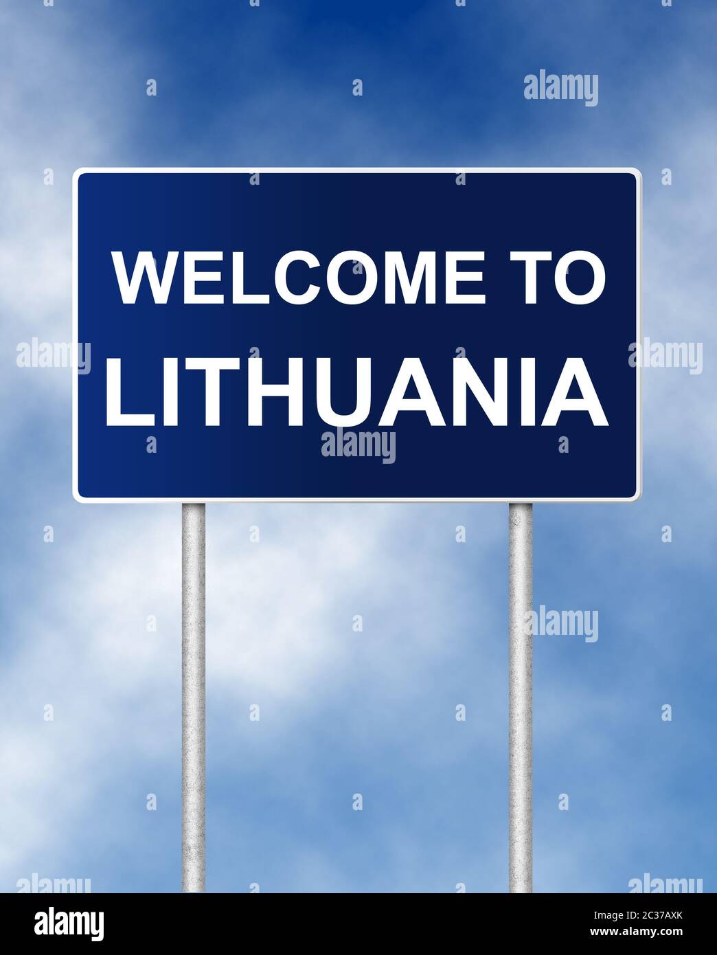 The road sign symbol with text Welcome to Lithuania Stock Photo - Alamy