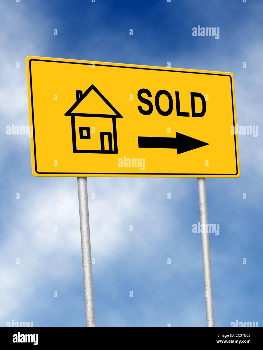 The road sign symbol with text Sold Stock Photo - Alamy