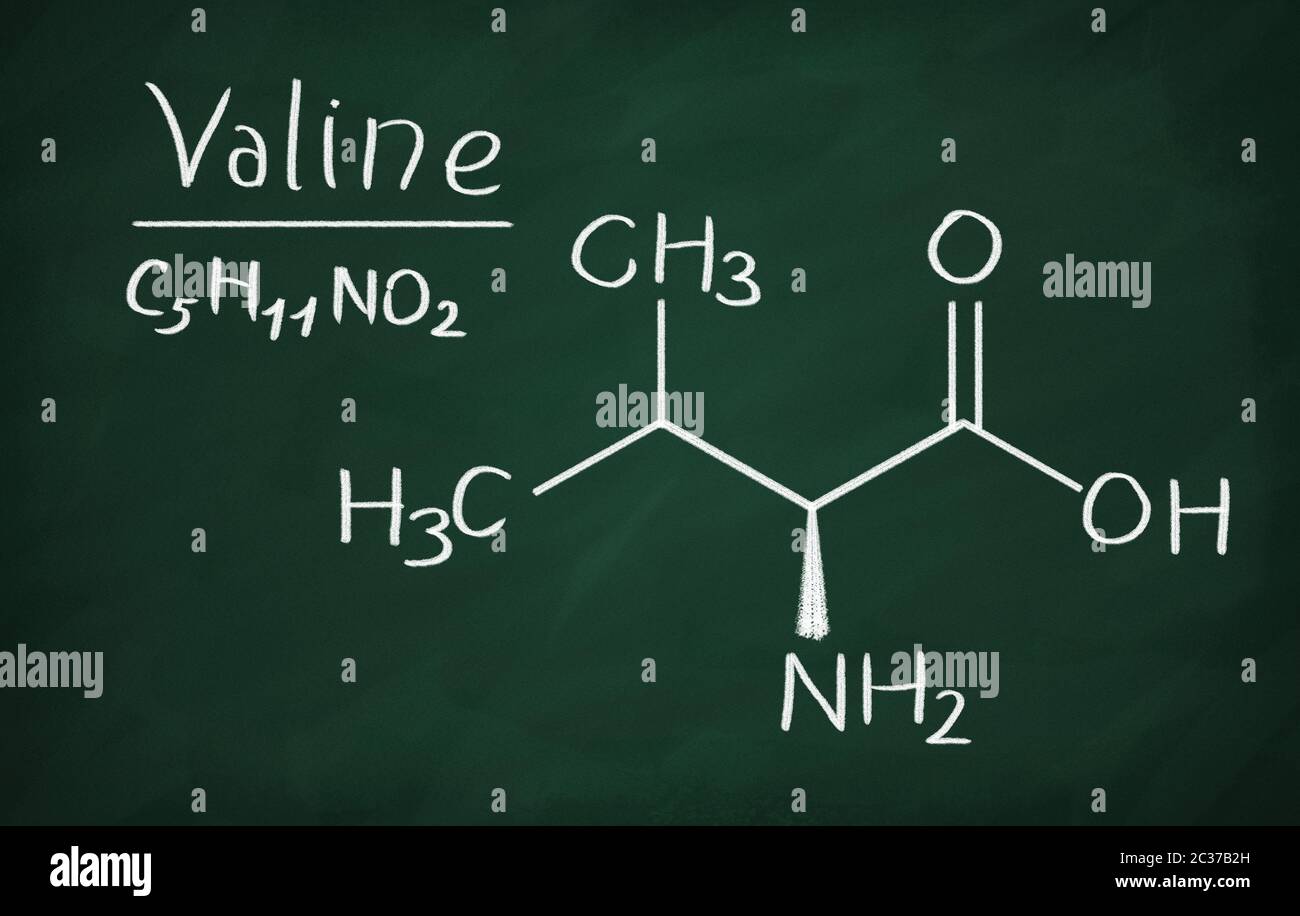 Chemical formula of Valine on a blackboard Stock Photo - Alamy