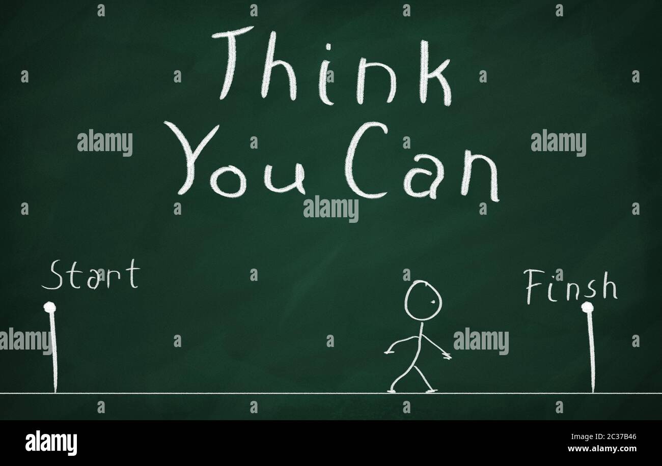 On the blackboard draw character and write Think You Can Stock Photo ...