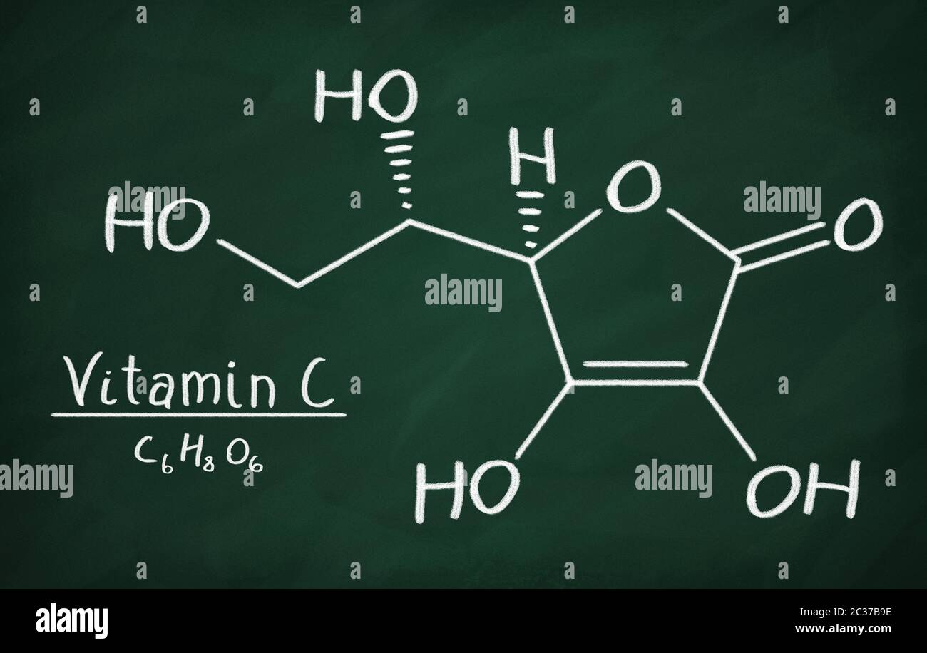 Chemical formula of Vitamin C on a blackboard Stock Photo - Alamy