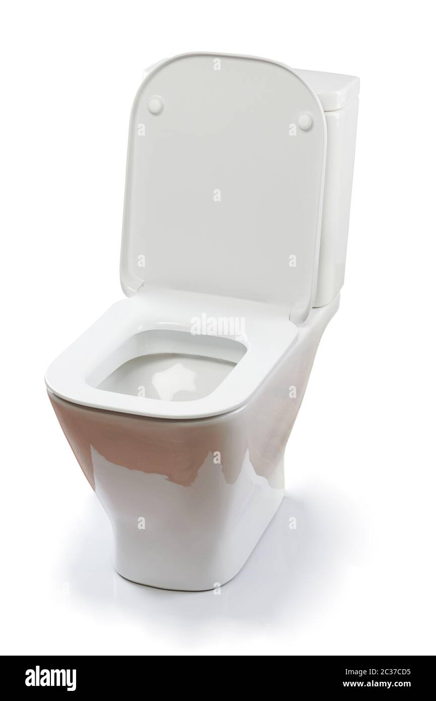 Front view of white clean toilet isolated on white background Stock ...