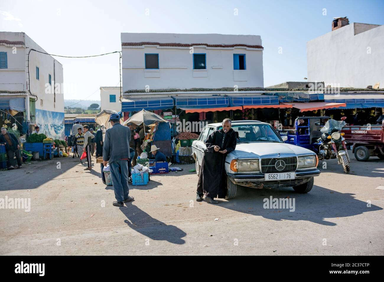 Morocco, North Africa, Feb 2019: Local street market in small poor ...