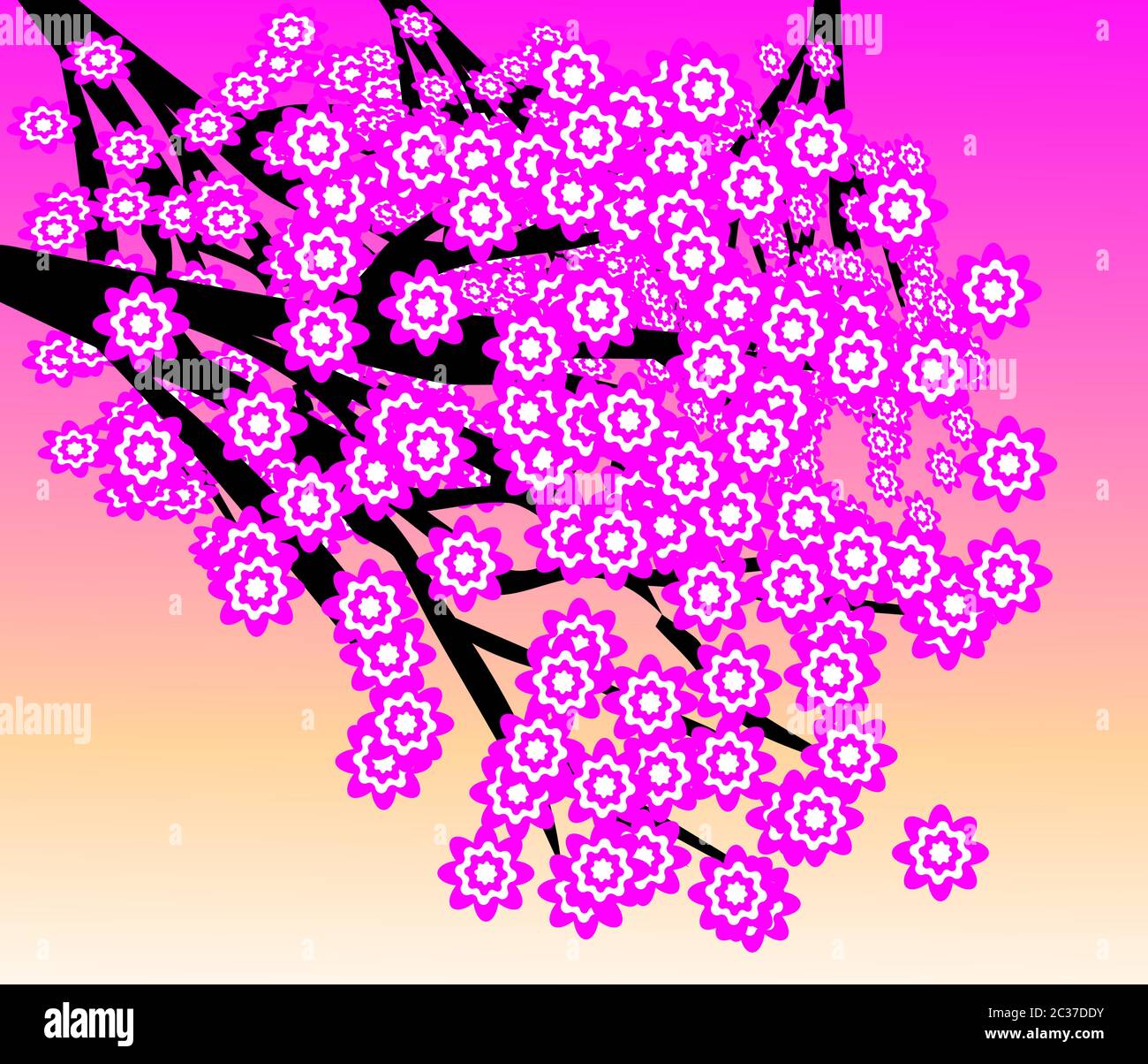 Elegant pink cherry blossom branch Stock Vector Images - Alamy