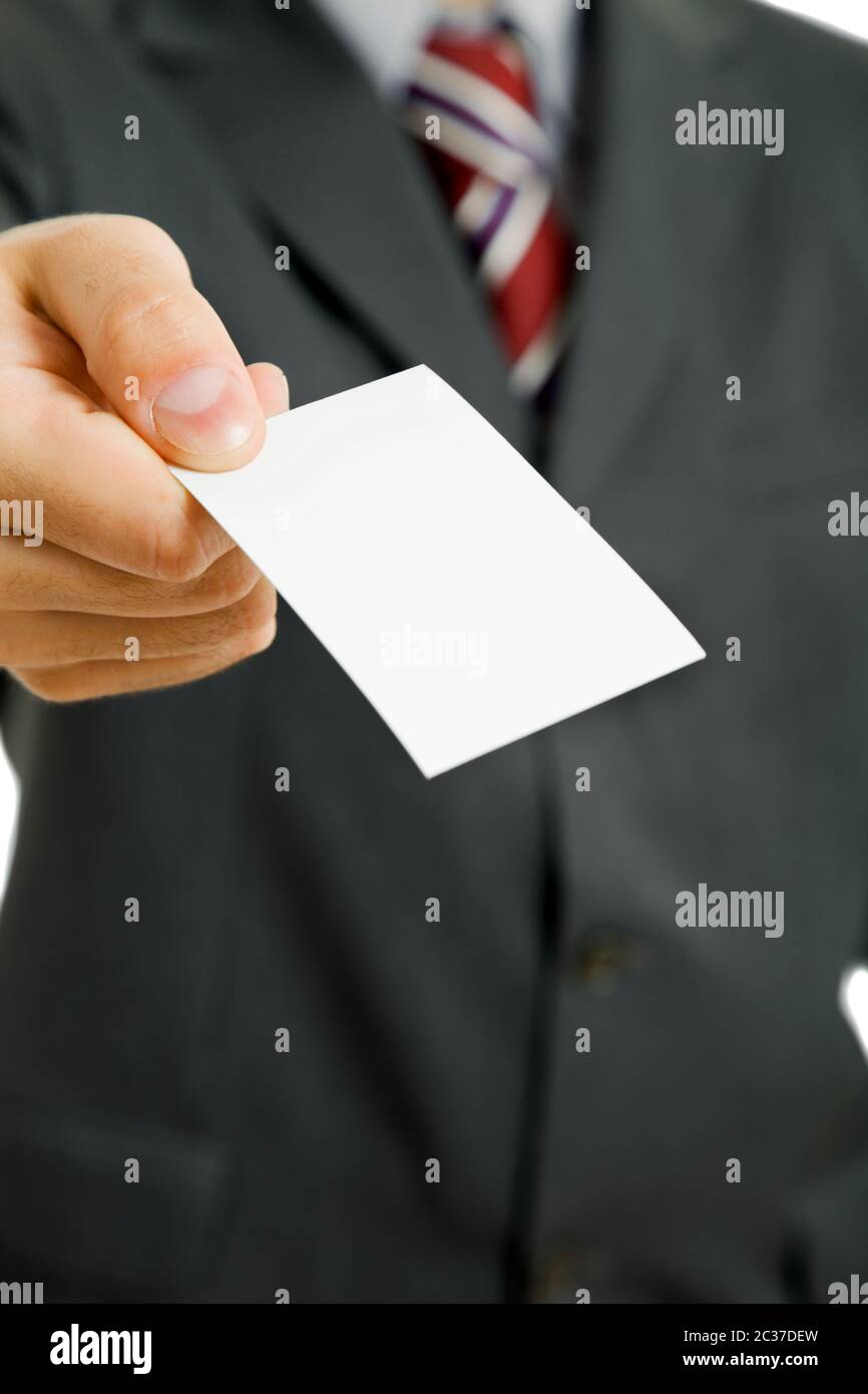 Hand of business man offering business card Stock Photo - Alamy