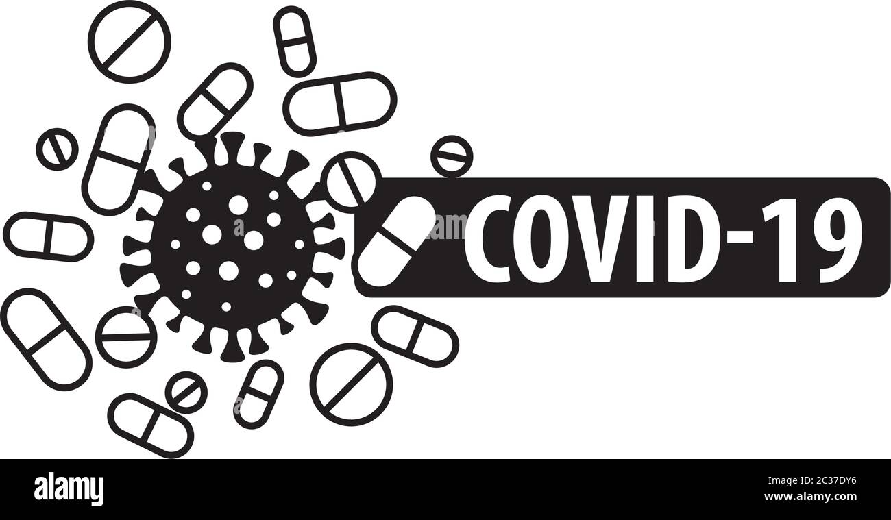 Vector sign of the coronavirus and tablets around it Stock Vector Image ...