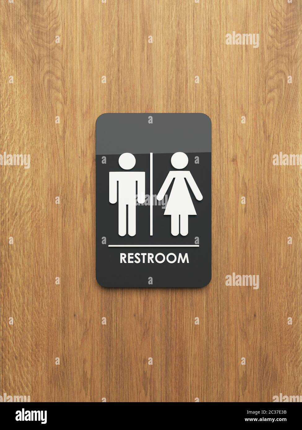 public restroom sign on the wood 3D design and rendering for your ...