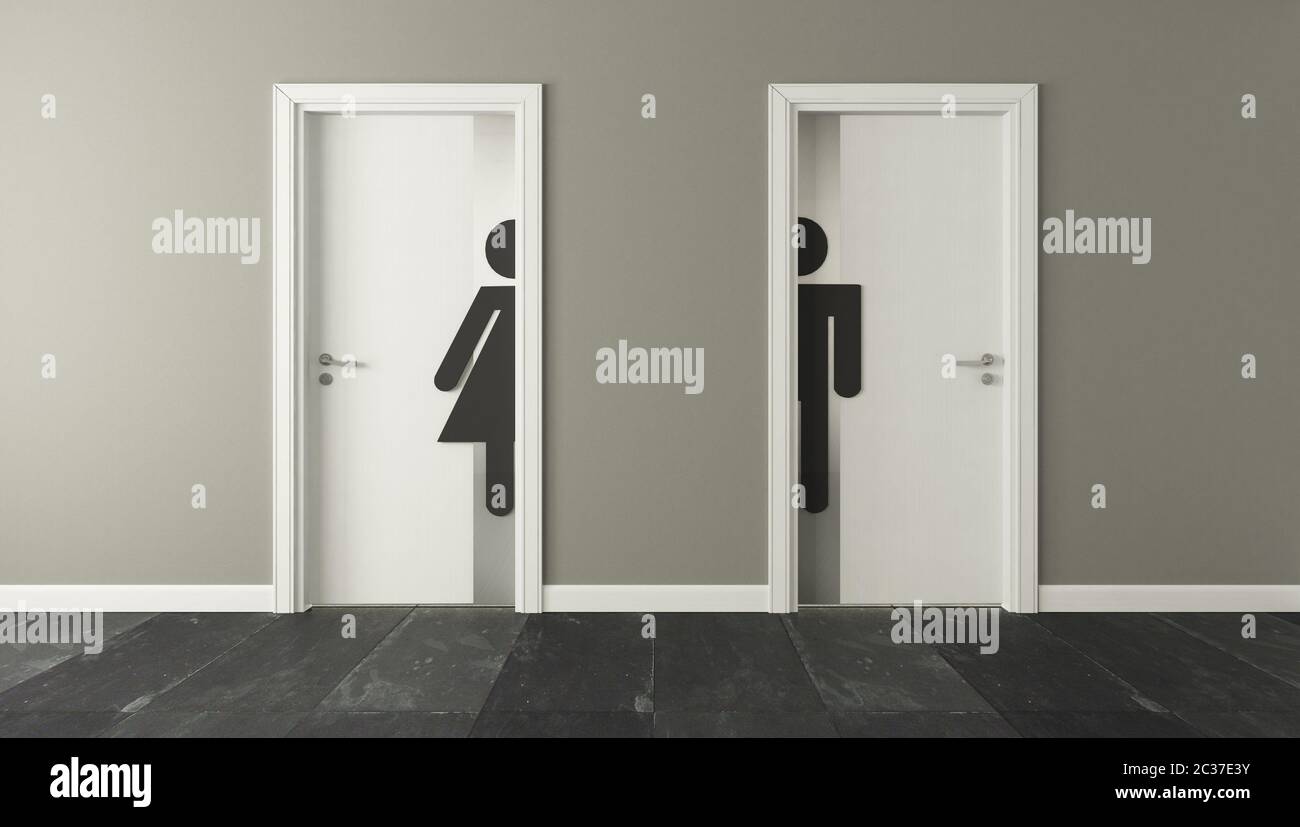 white restroom doors with wall 3D design and rendering for your project ...
