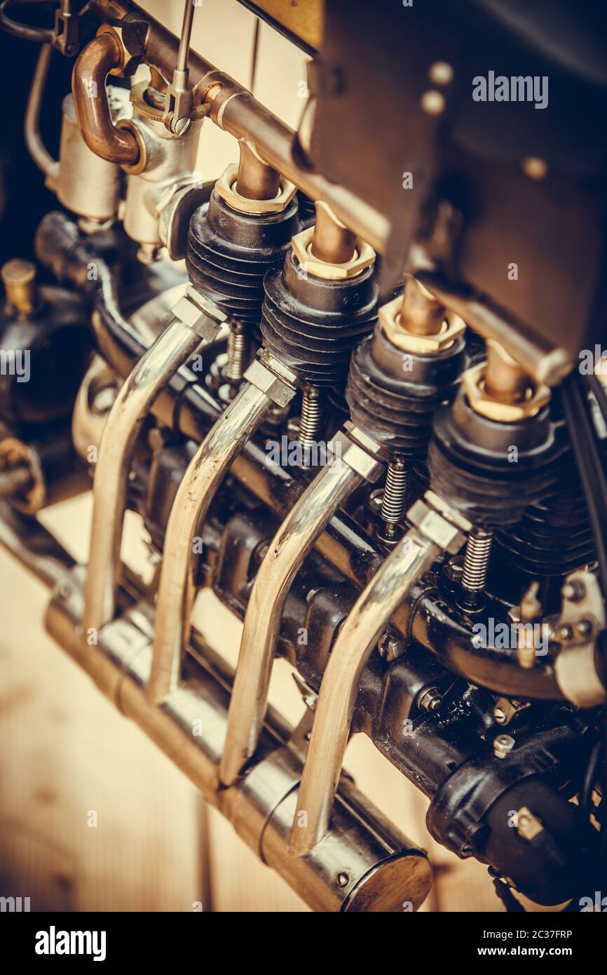 Color close up shot of a very old motorcycle engine Stock Photo - Alamy