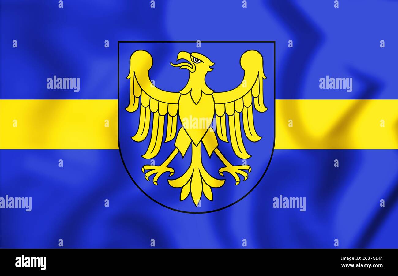 3D Flag of Silesian Voivodeship, Poland. 3D Illustration Stock Photo ...