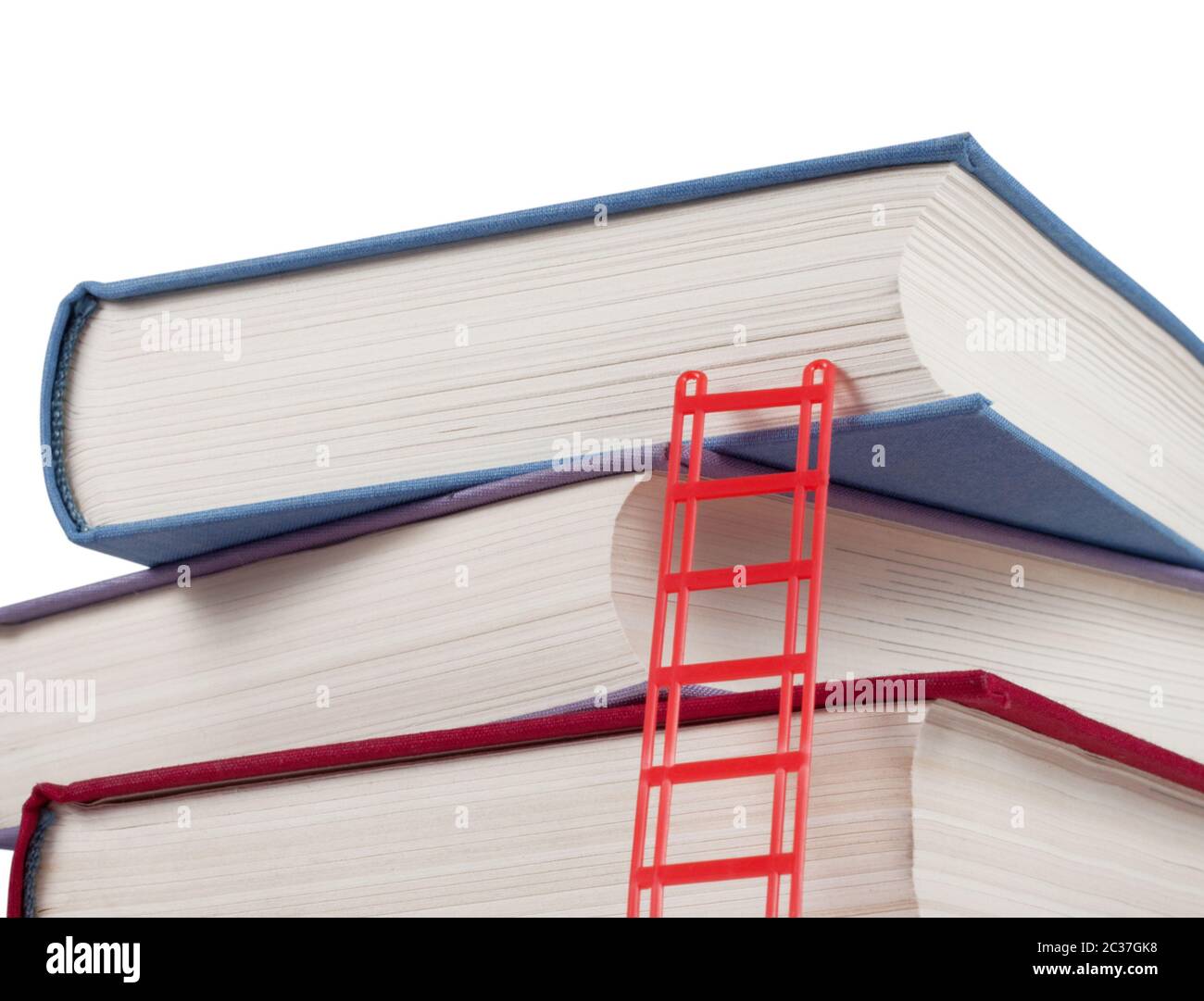 A stack of books with a ladder isolated on white background Stock Photo ...
