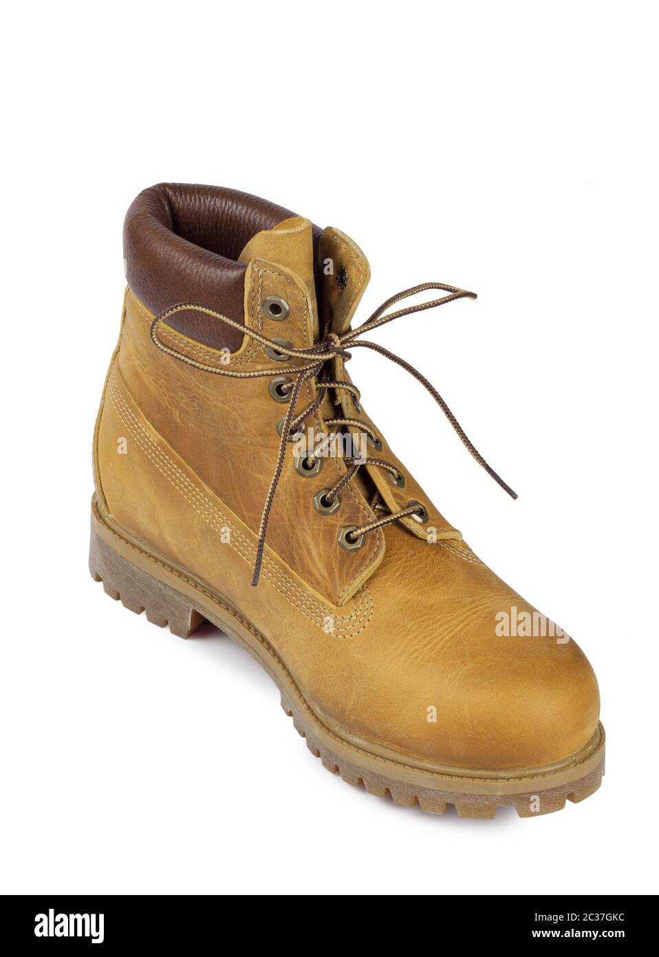 Yellow leather boots isolated on white background Stock Photo - Alamy