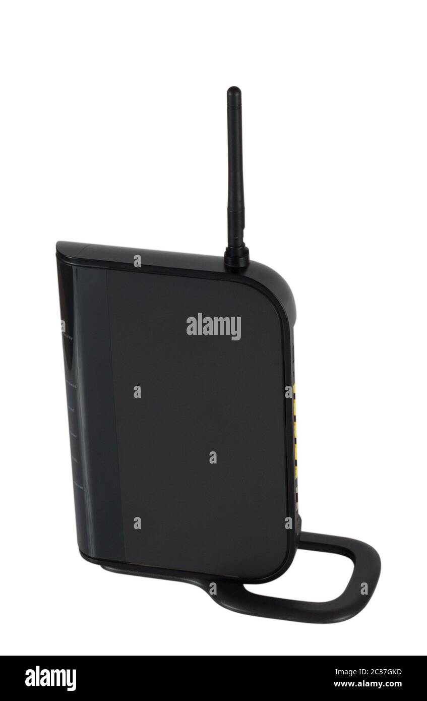 Wi-fi modem with antenna isolated on white background Stock Photo - Alamy