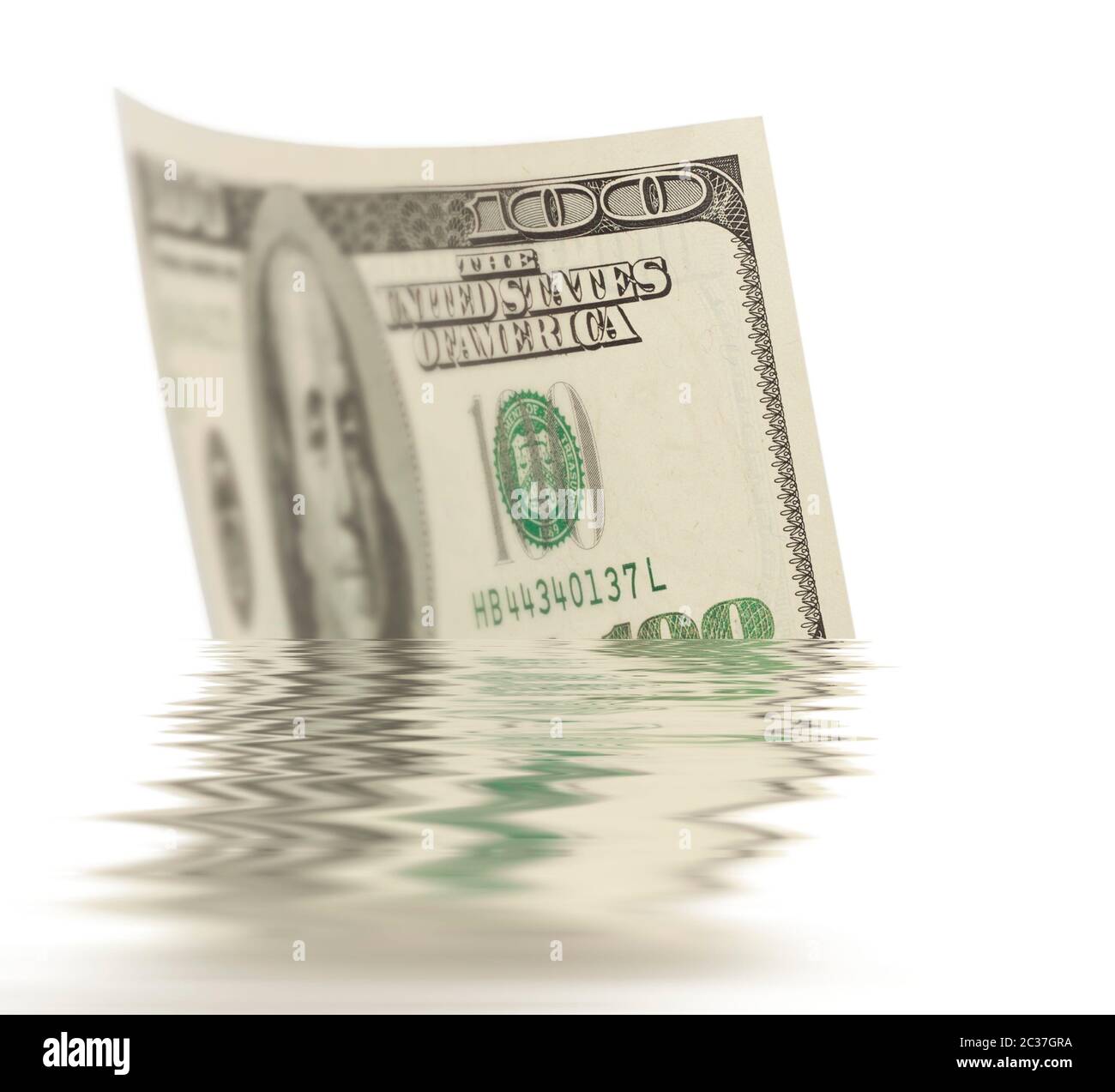 Dollar floating on the water isolated on white Stock Photo - Alamy