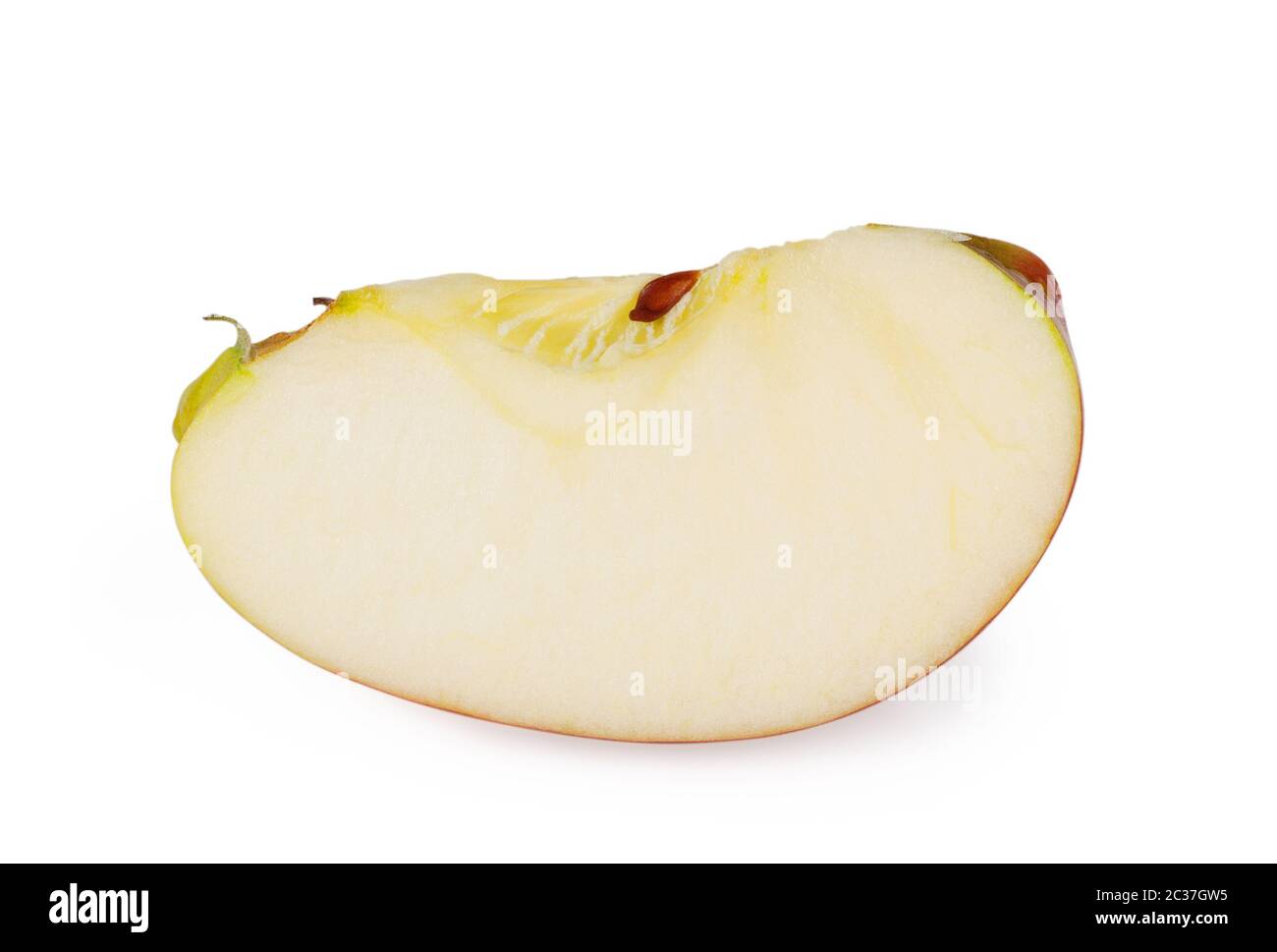 Cut off a slice of ripe apple isolated on white background Stock Photo ...