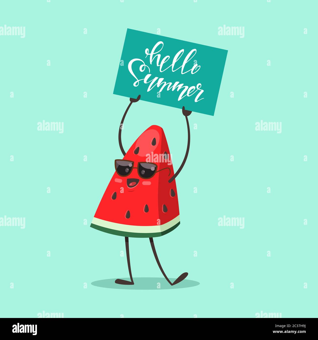 Funny watermelon fruit cartoon illustration hi-res stock photography ...
