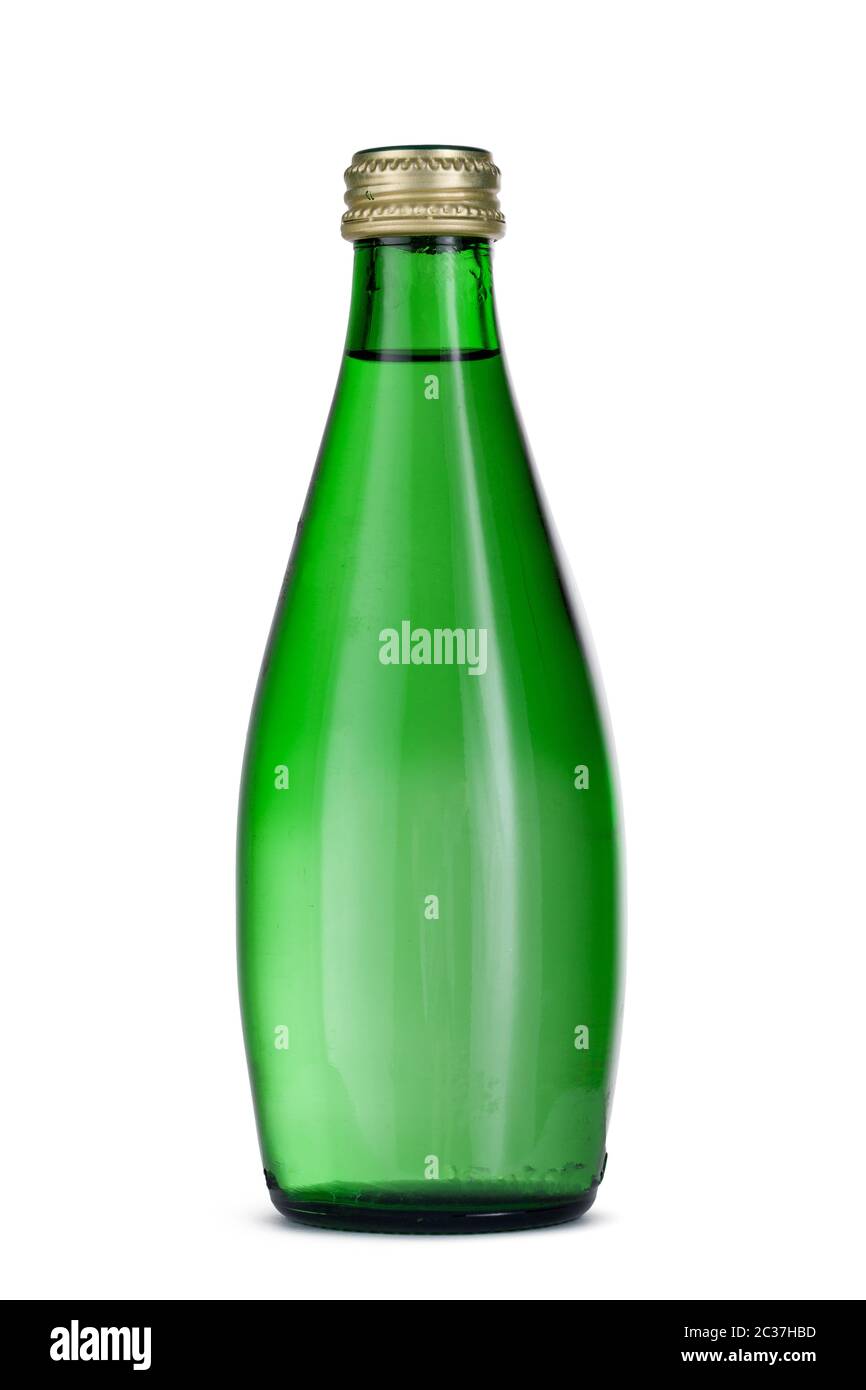 Mineral water in glass bottle with cap isolated on white Stock Photo ...