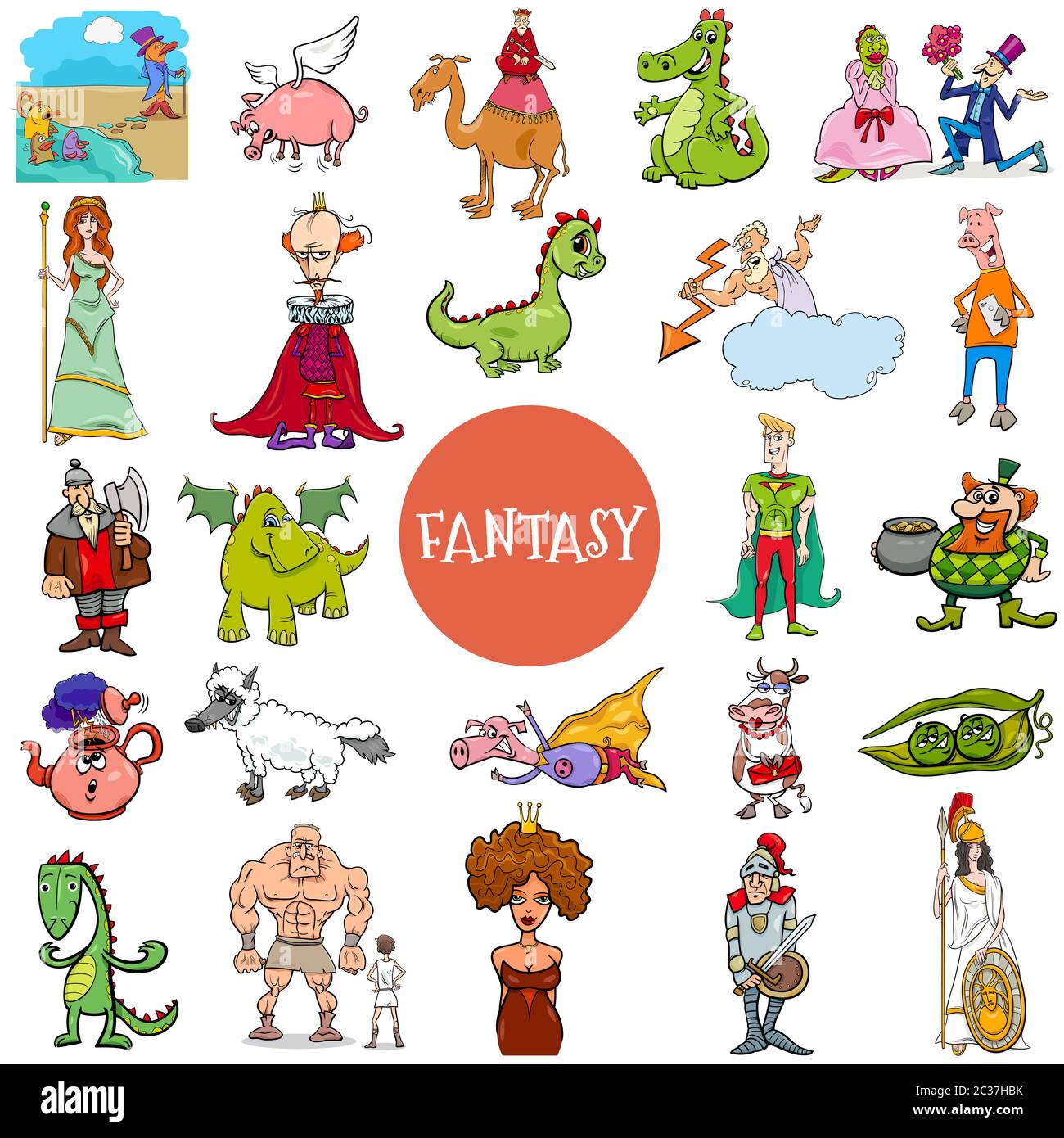 cartoon fantasy and fairy tale characters large set Stock Photo - Alamy