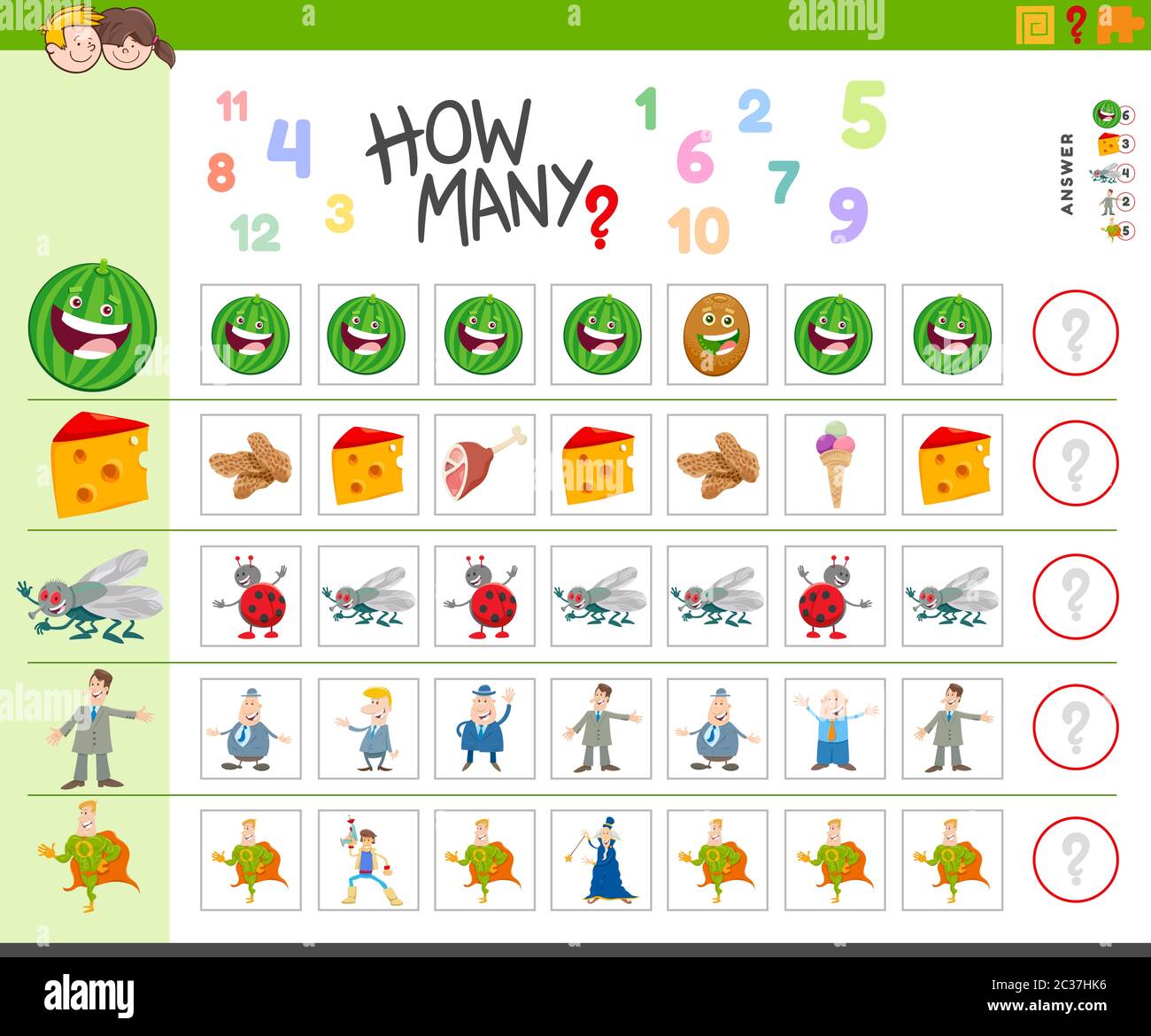 counting game for kids with cartoon characters Stock Photo - Alamy