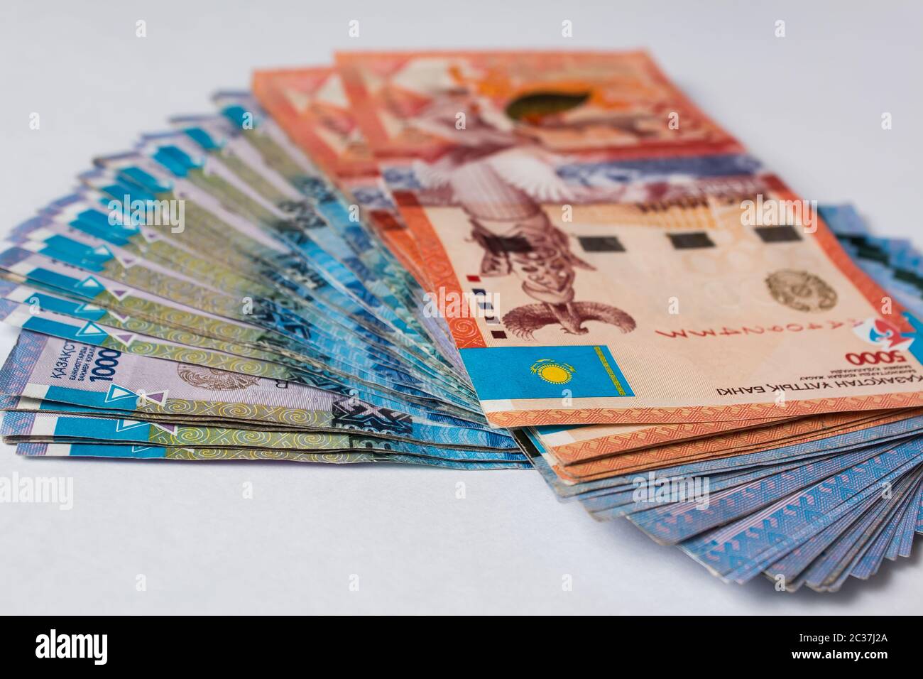 Tenge on white background. Kazakh money. Banknotes tenge. Money ...