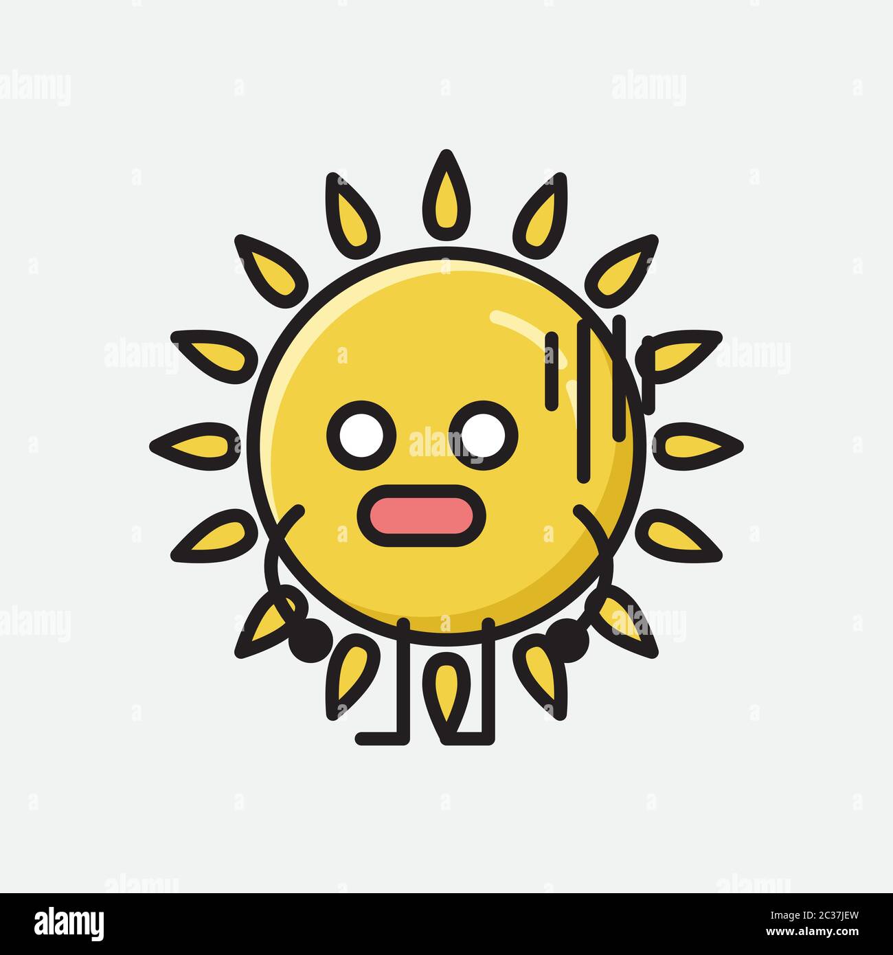 An illustration of Cute Yellow Sun Mascot Vector Character in Flat ...