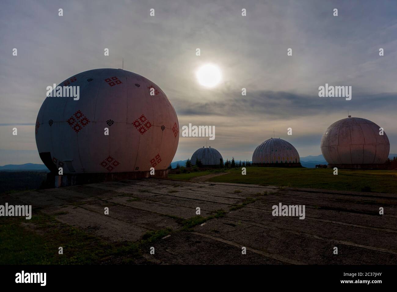 Soviet Pamir radar station, USSR secret military site, dawn at the ...