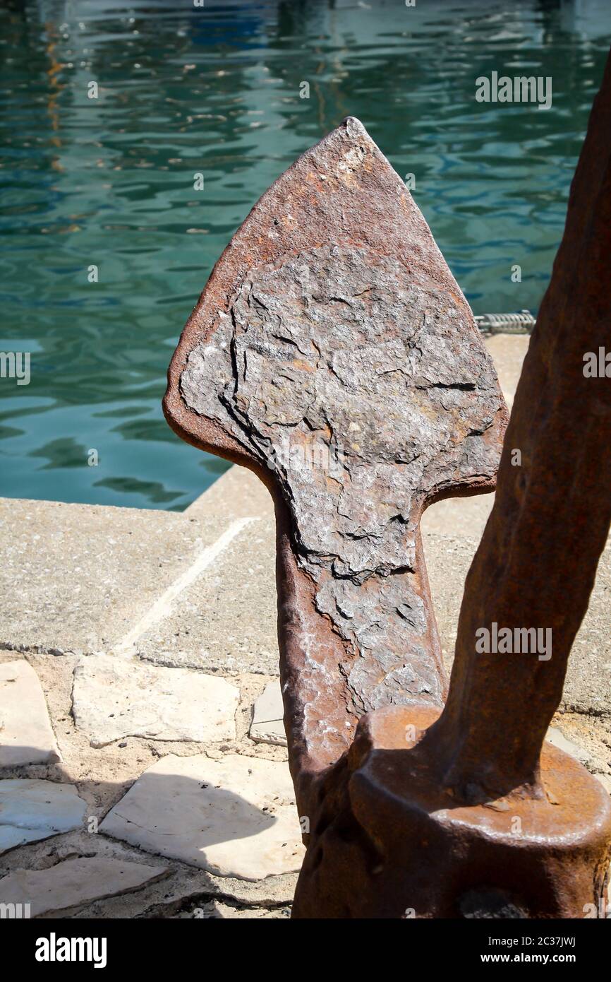Detail view of an anchor, the tips of the anchor which catch in the ...