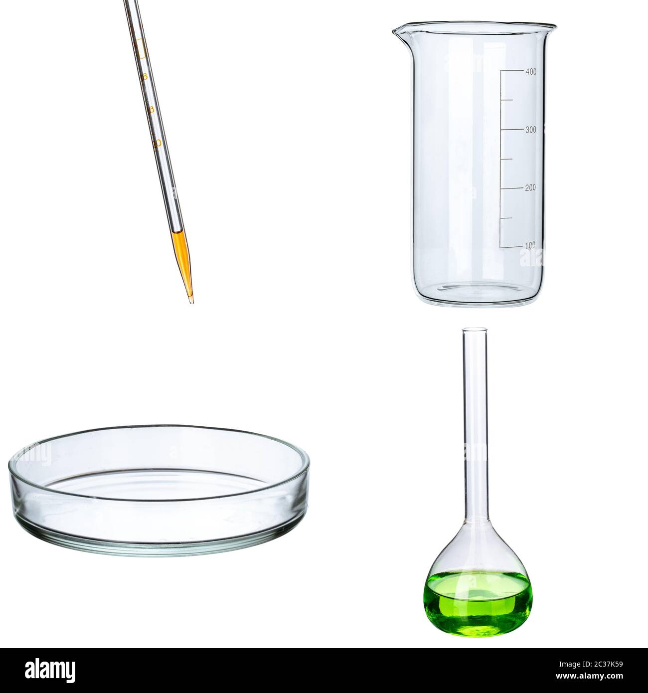 Collage of laboratory glassware on white background Stock Photo - Alamy