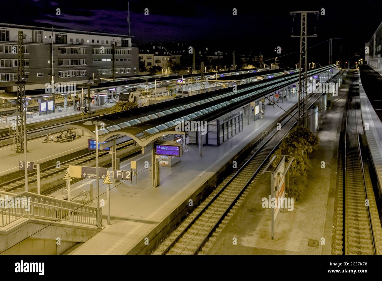 Freiburg train station at night, southern Germany Stock Photo - Alamy