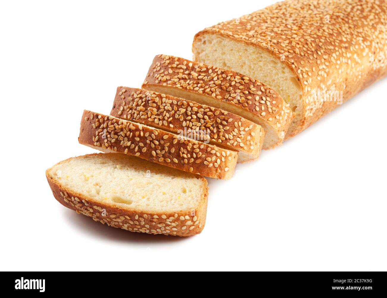 A loaf of white bread with slices isolated on white background Stock ...
