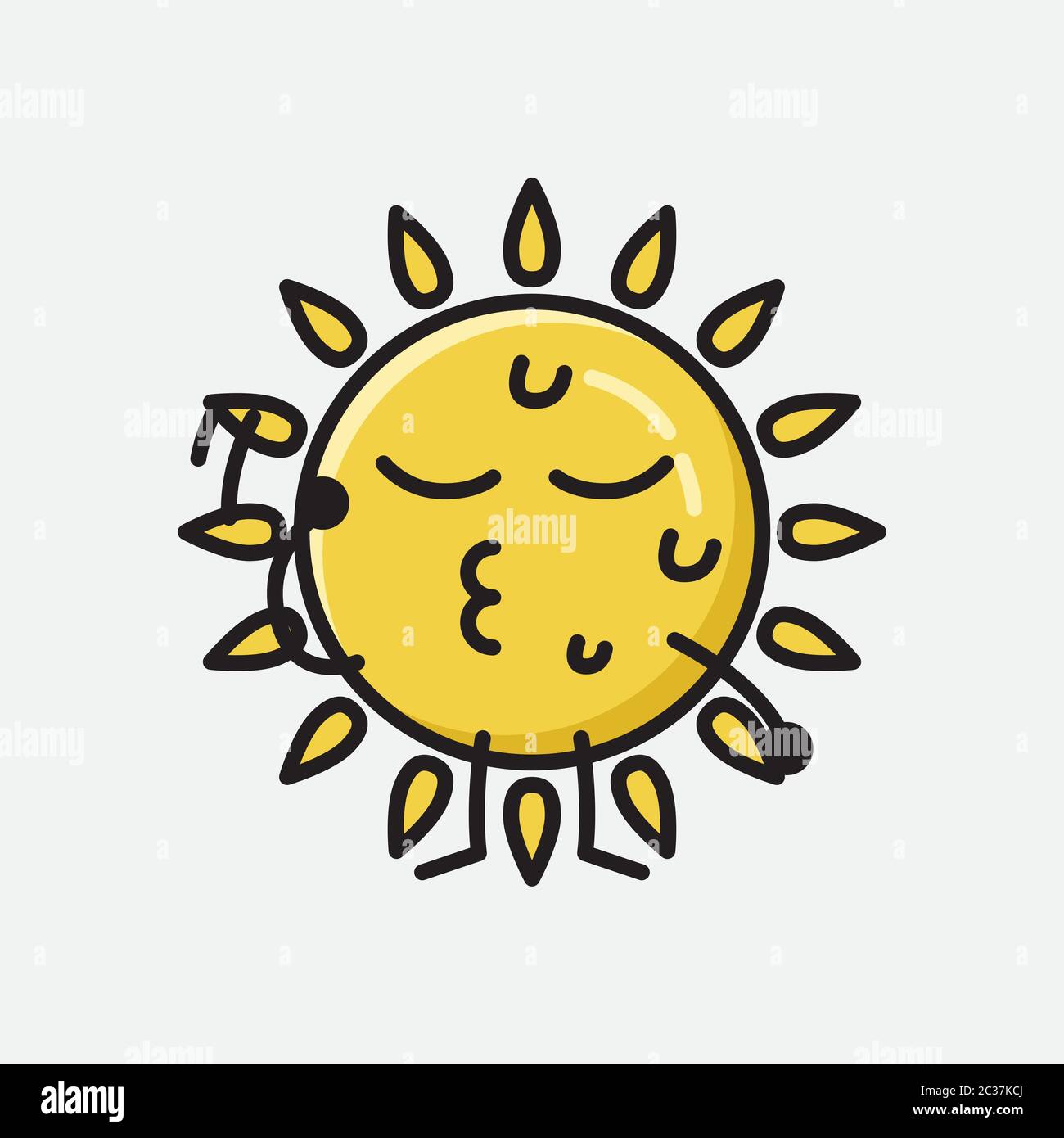 An illustration of Cute Yellow Sun Mascot Vector Character in Flat ...