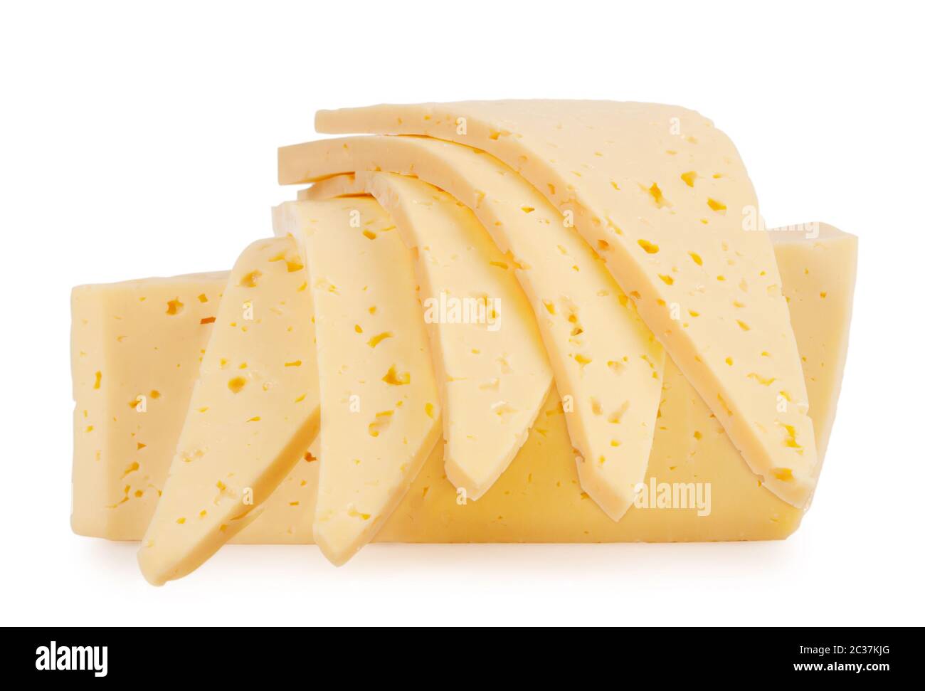 Milk cheese slices isolated on white background Stock Photo - Alamy
