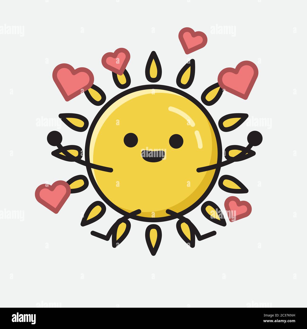 An illustration of Cute Yellow Sun Mascot Vector Character in Flat ...