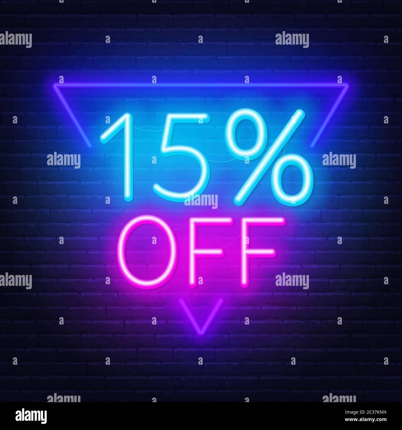 15 percent off neon lettering. Vector illustration Stock Vector Image ...