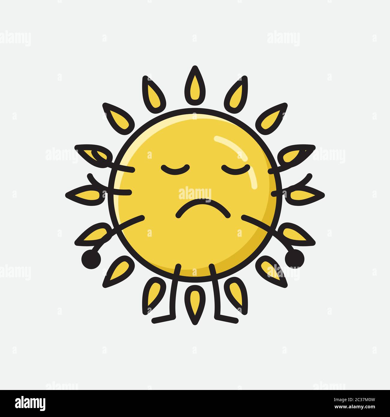 An illustration of Cute Yellow Sun Mascot Vector Character in Flat ...