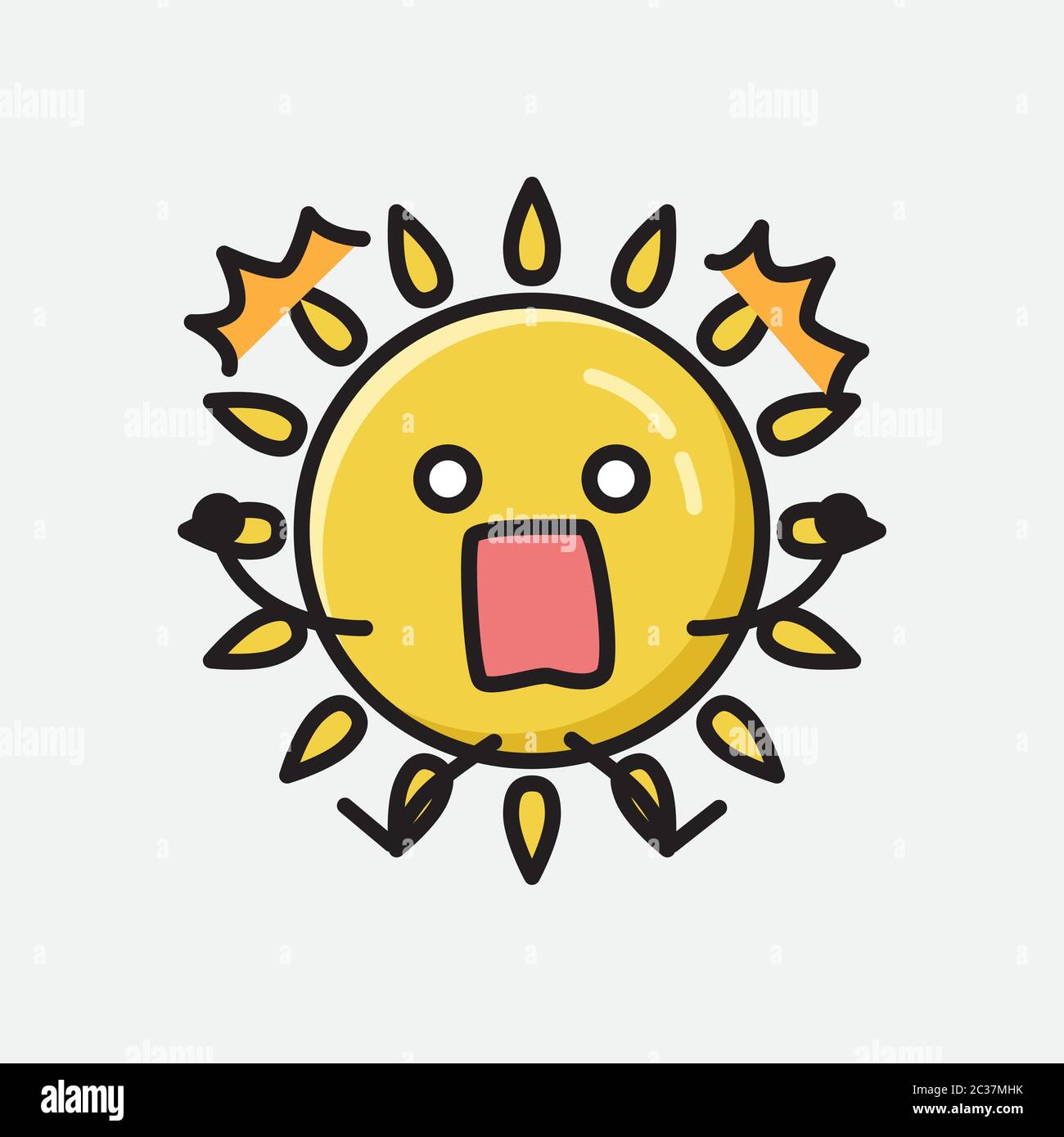 An illustration of Cute Yellow Sun Mascot Vector Character in Flat ...
