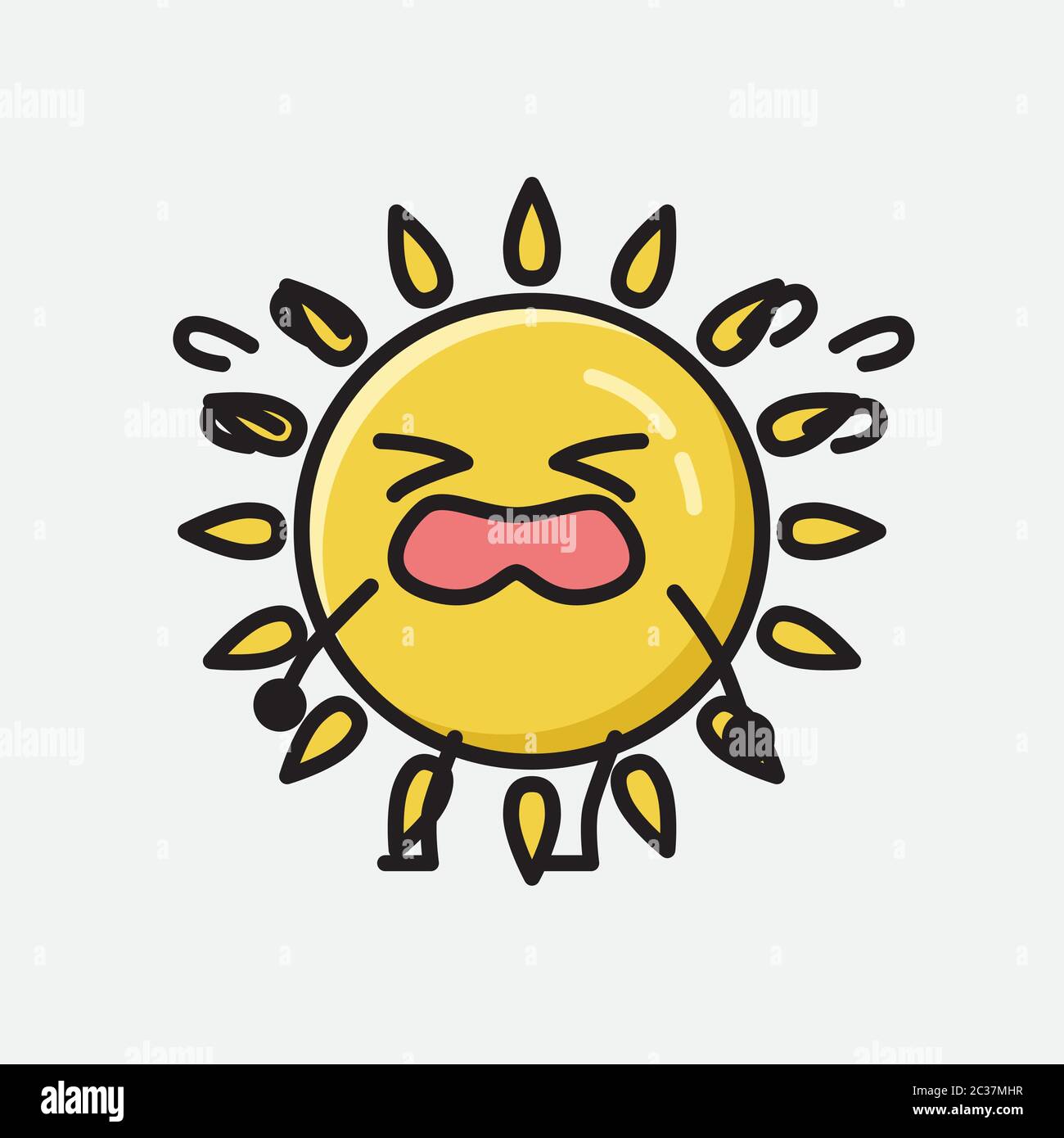 An illustration of Cute Yellow Sun Mascot Vector Character in Flat ...