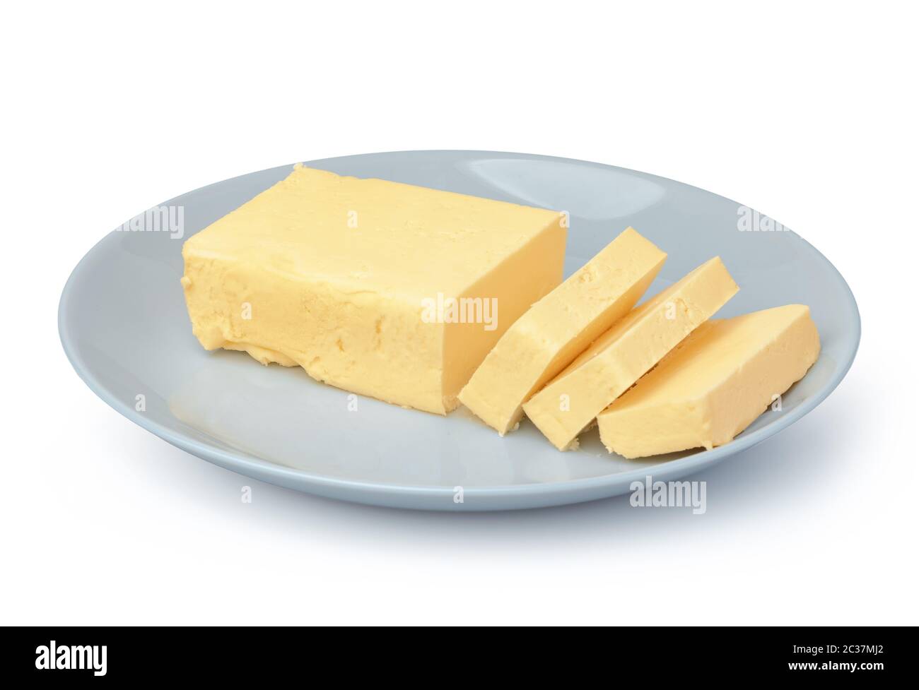 Butter on white plate isolated on white background Stock Photo - Alamy