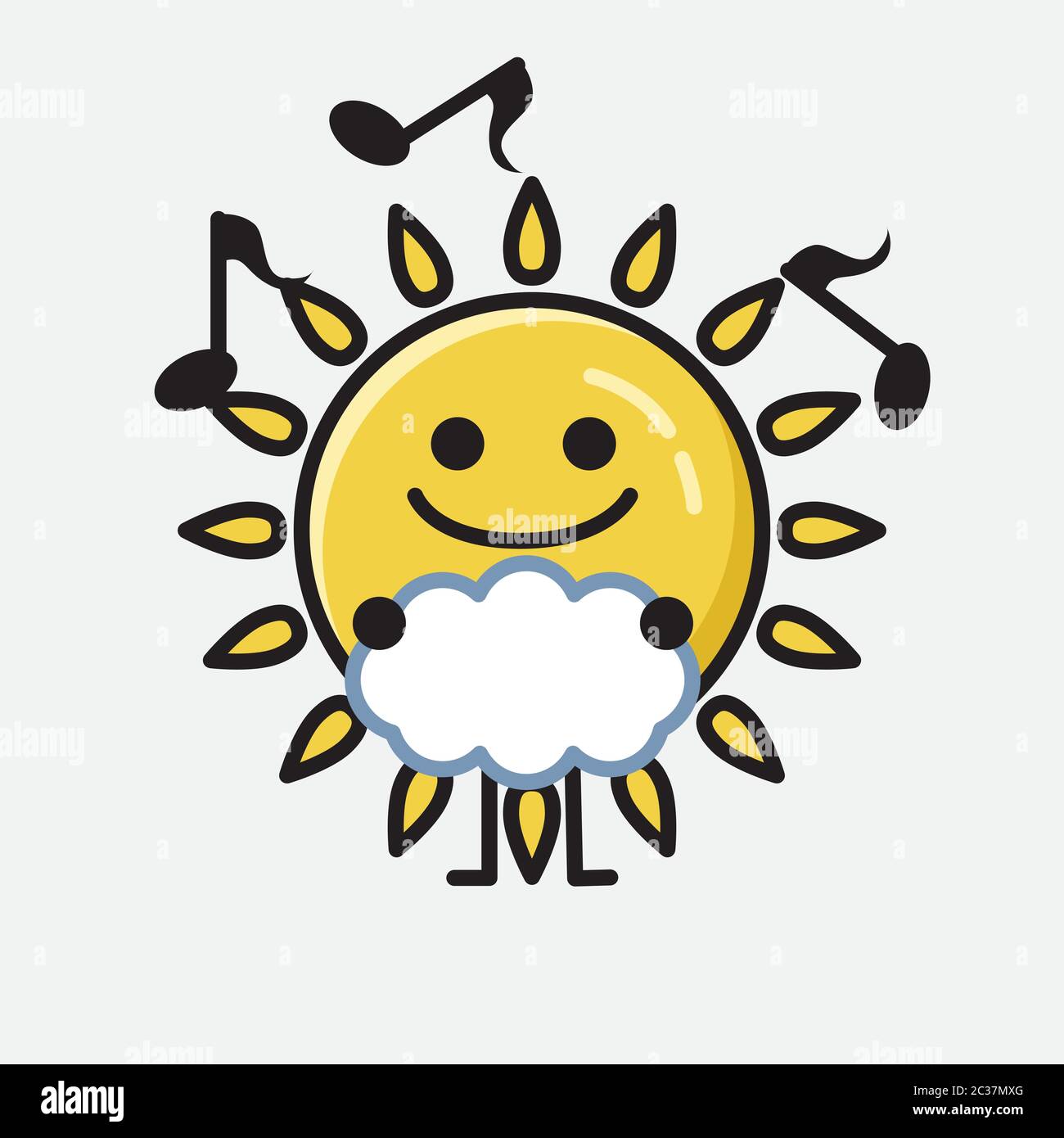 An illustration of Cute Yellow Sun Mascot Vector Character in Flat ...
